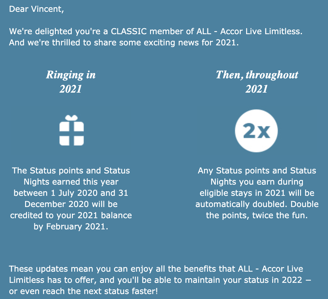 Accor ALL Berikan Double Status Nights & Status Points di 2021 - PinterPoin