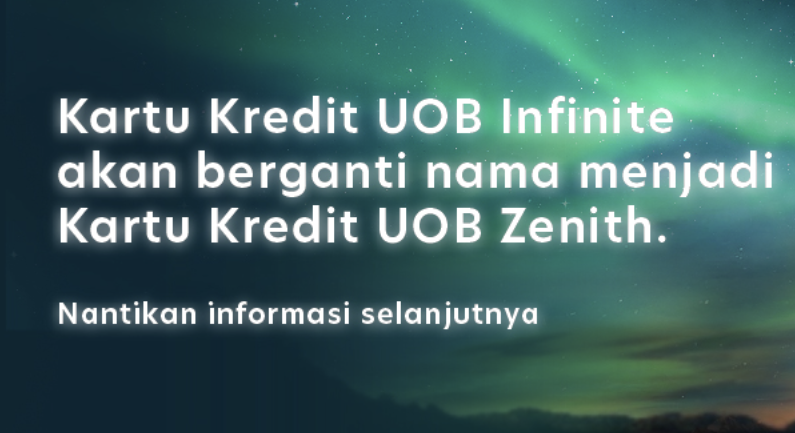 Kartu Kredit UOB Infinite Akan Berubah Nama Menjadi UOB Zenith - PinterPoin